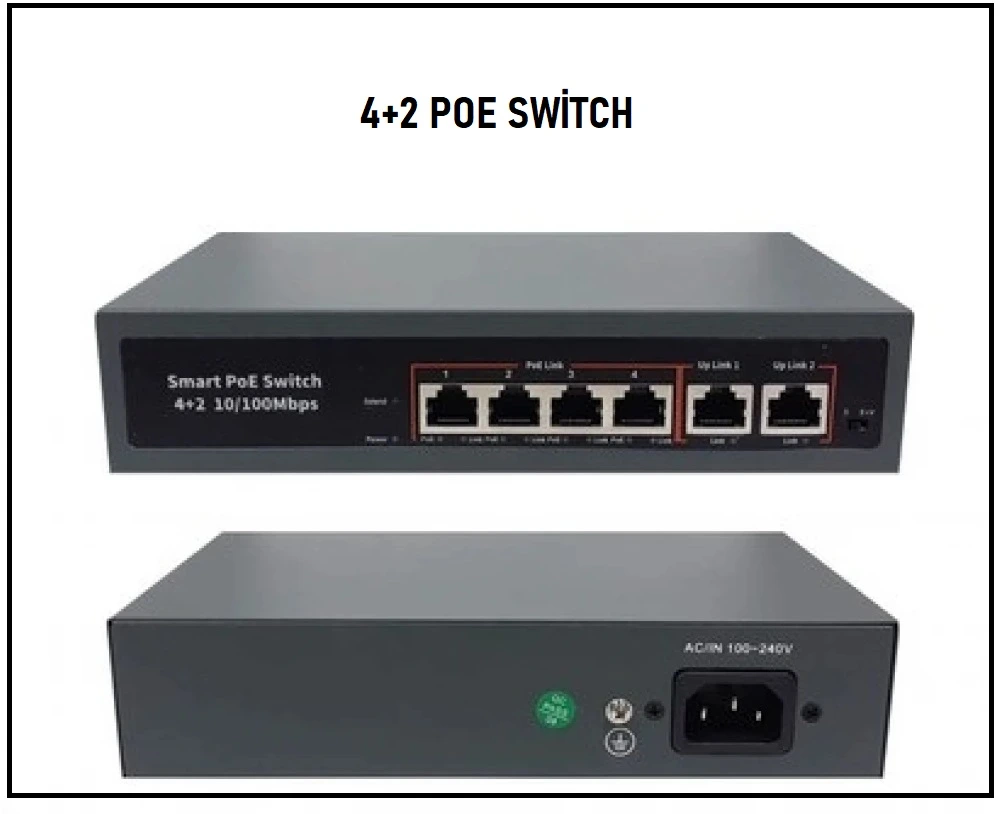 Smart Poe Switch 4 Port 78W 2 Uplink 10/100 Mbps 250M Sm-140p - Uygun ...